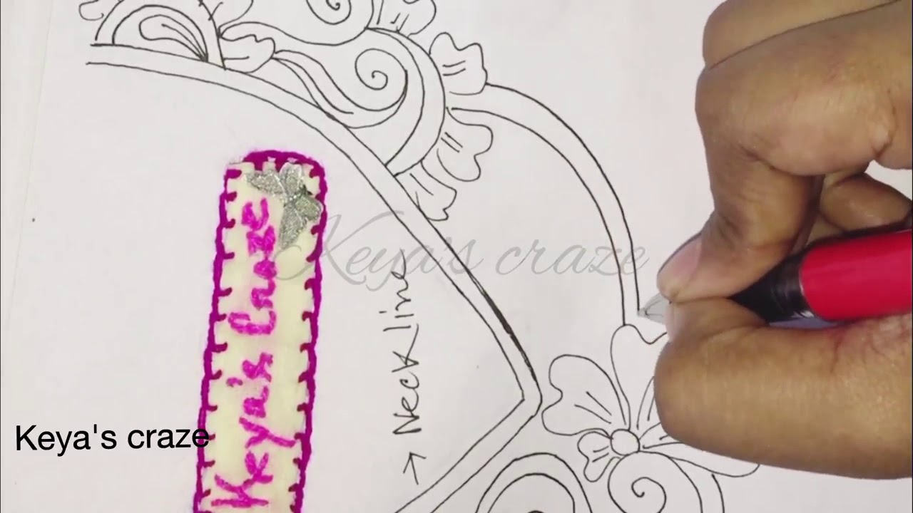 #7 Neck design drawing for hand embroidery How to draw an easy neckline ...