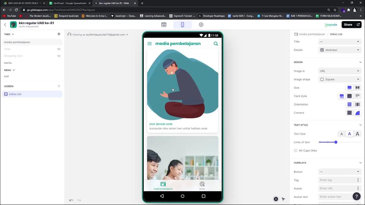 membuat media belajar mobile dengan glideapps - YouTube