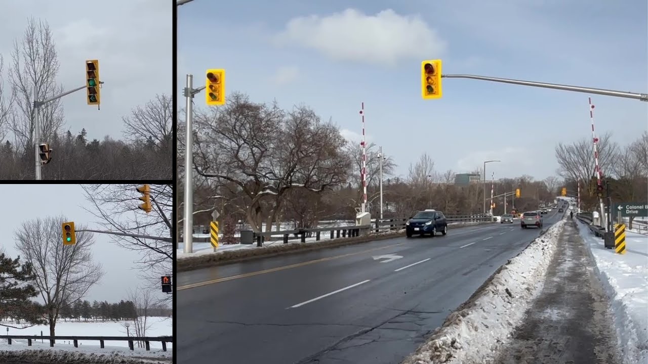 Actuated signals and swing bridge pre-signal [Ottawa] - YouTube