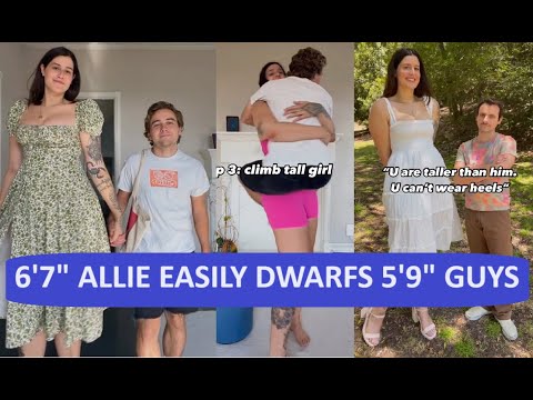 6'7" Tall Girl Allie Easily Dwarfs 5'9" Guys - YouTube