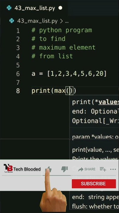 Python Program To Find Maximum Element From The List | Max() | Tech ...