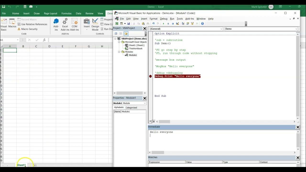 Const Is Key Vba 1 Setup And Output Youtube