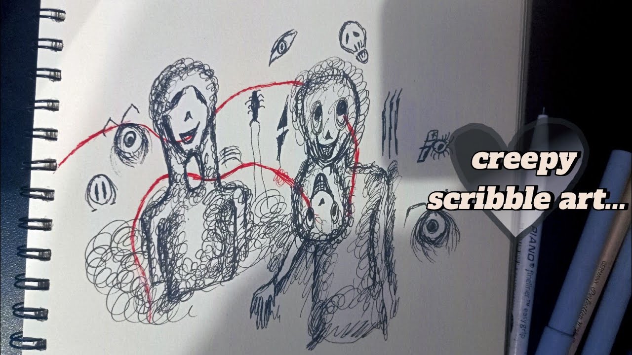 Terrifying Scribble Art – Creating Creepy and Chaotic Drawings!!💀⚰️ ...