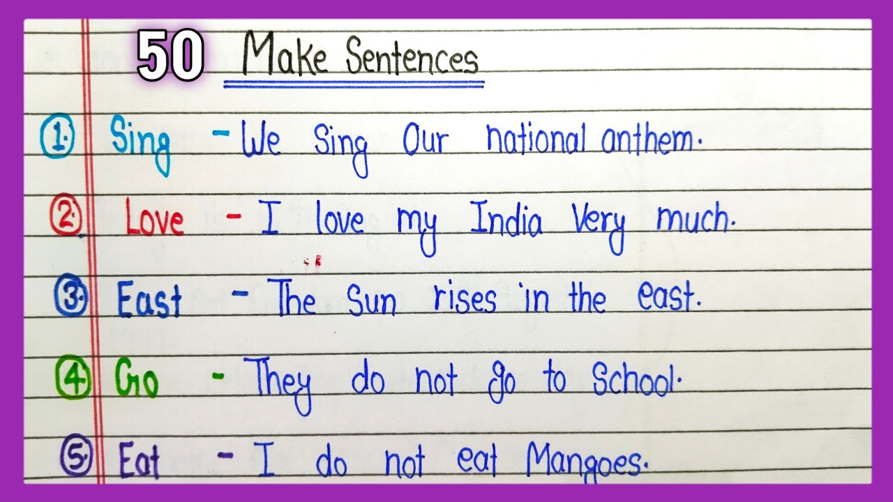 Make sentences in English From 50 words || How to make sentences ...