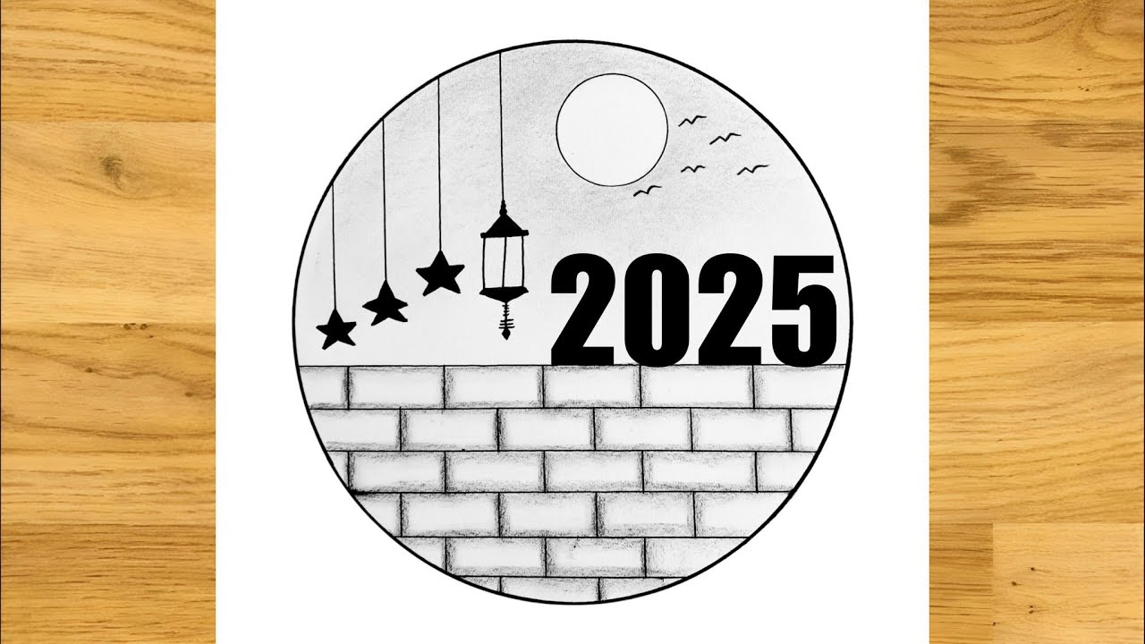 Happy new year drawing 2025/ New year drawing /Happy new year scenery ...