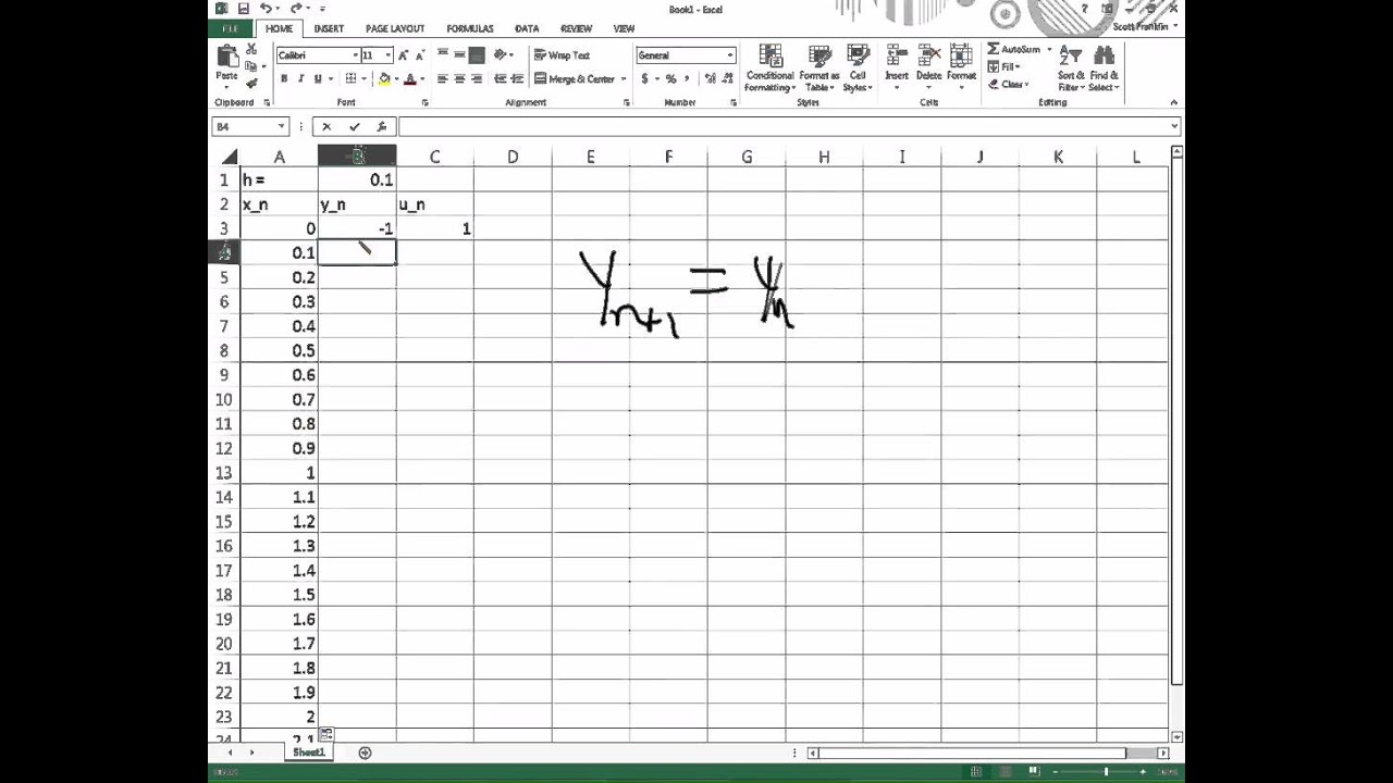 Differential Equations - Using Euler's on a First Order System in Excel ...