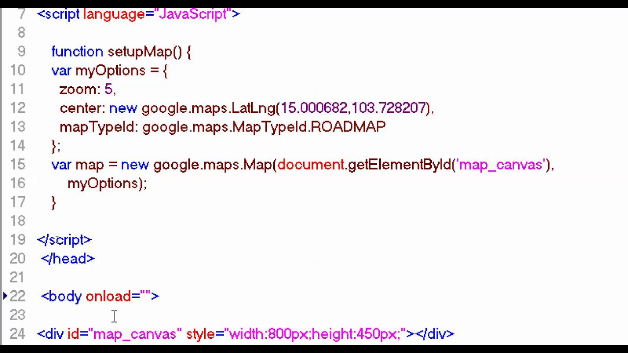 Hello World Google Map API : นำ Google Map มาแสดงบนเว็บไซต์ - YouTube