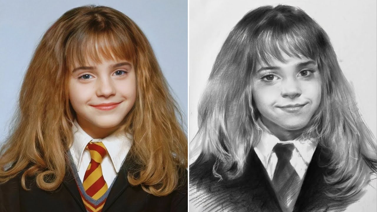 Drawing Hermione Granger Using Reference Photo ∥ Sketch Drawing - YouTube