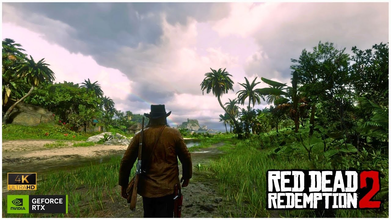 [4K] RDR 2 Rainy Day Deep Forest Ambient Walking Escape from Stress ...