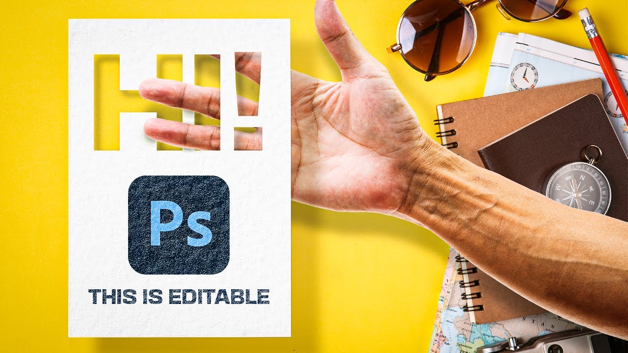 How to Create Editable Cutout Text Effect on Paper in Photoshop - YouTube