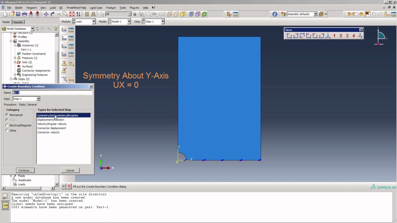 ABAQUS infinite plate with circular hole plane stress - YouTube