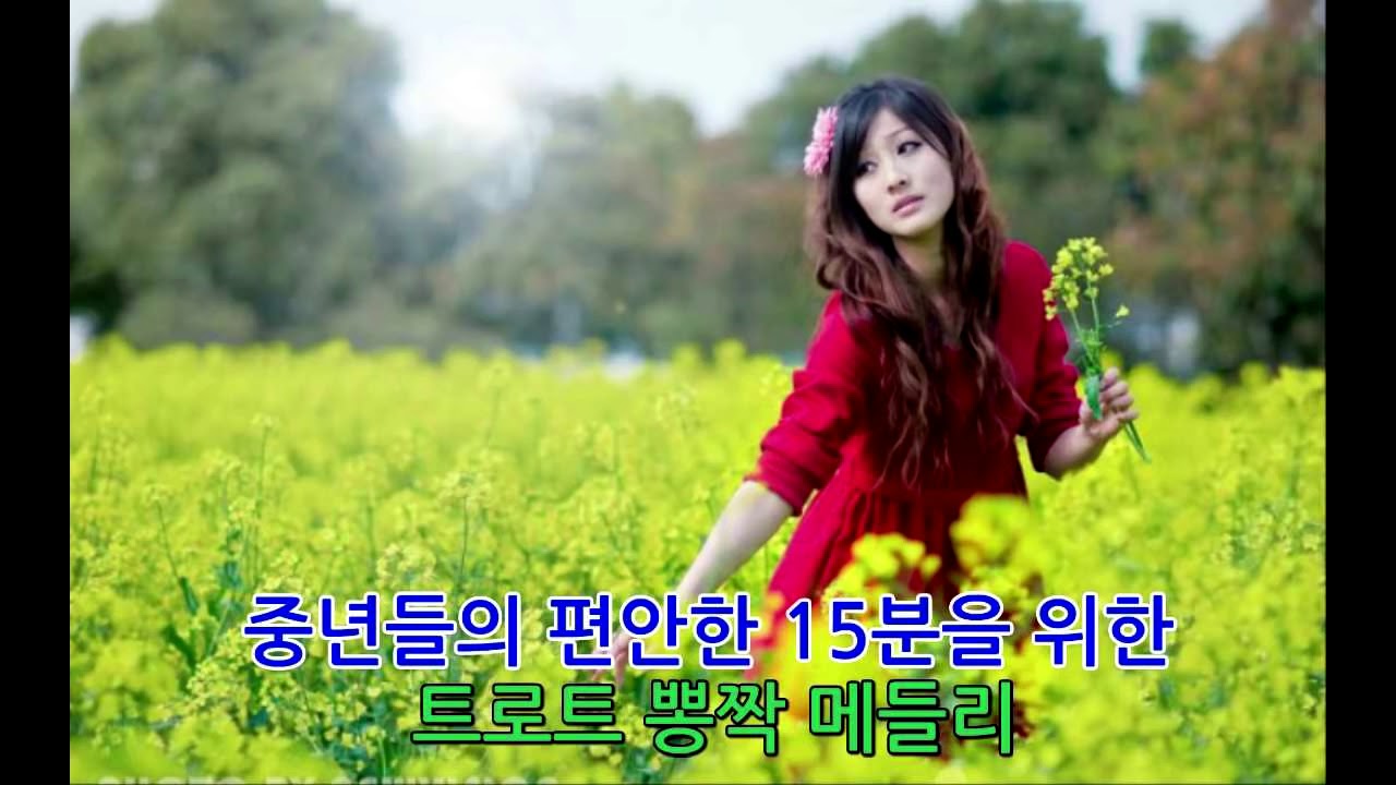중년들의 편안한 15분을 위한 트로트 뽕짝 메들리 Korean trot song medley - YouTube