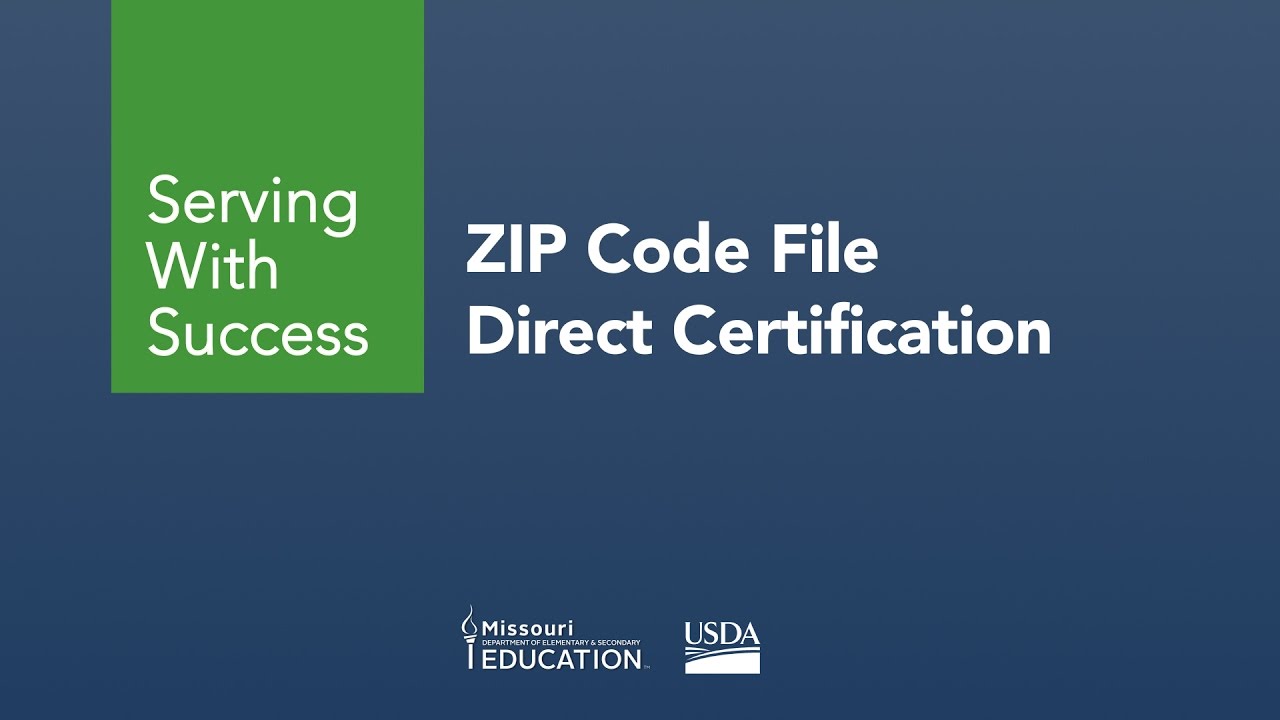 Direct Certification - Zip Code - YouTube