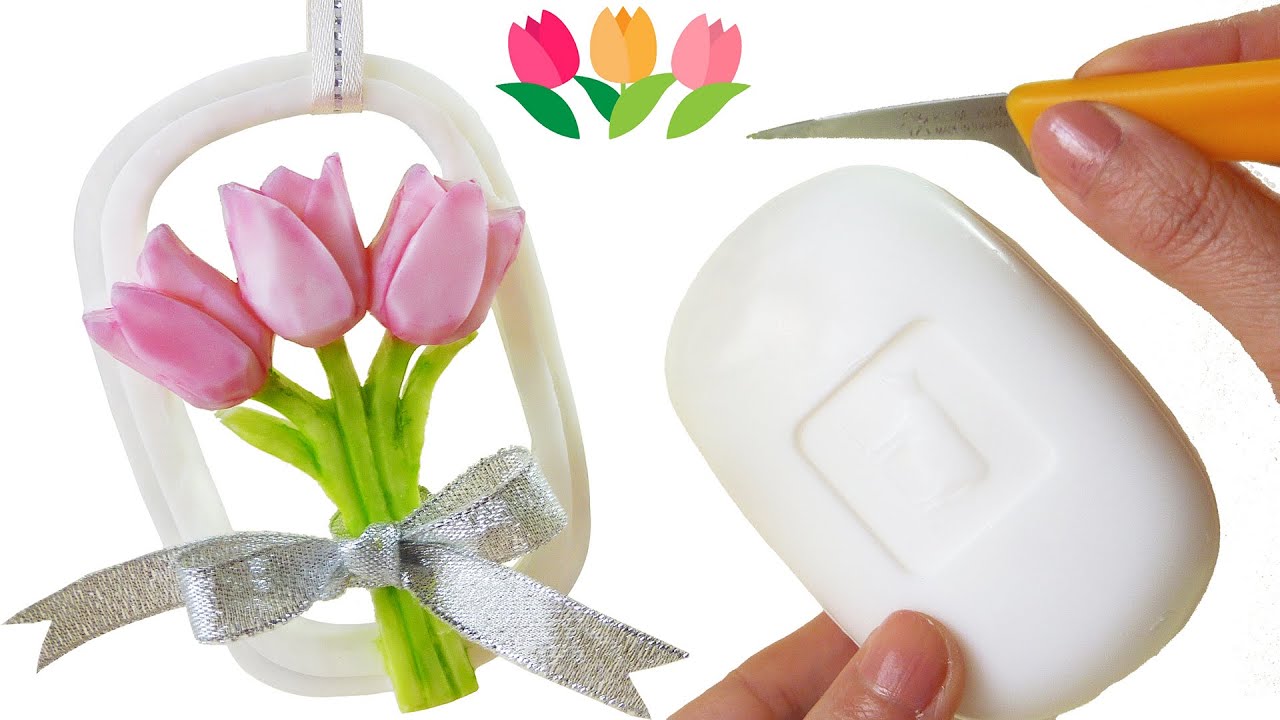 Tulip Bouquet Soap Carving - DIY Wall hanging - Soap Cutting Craft ...