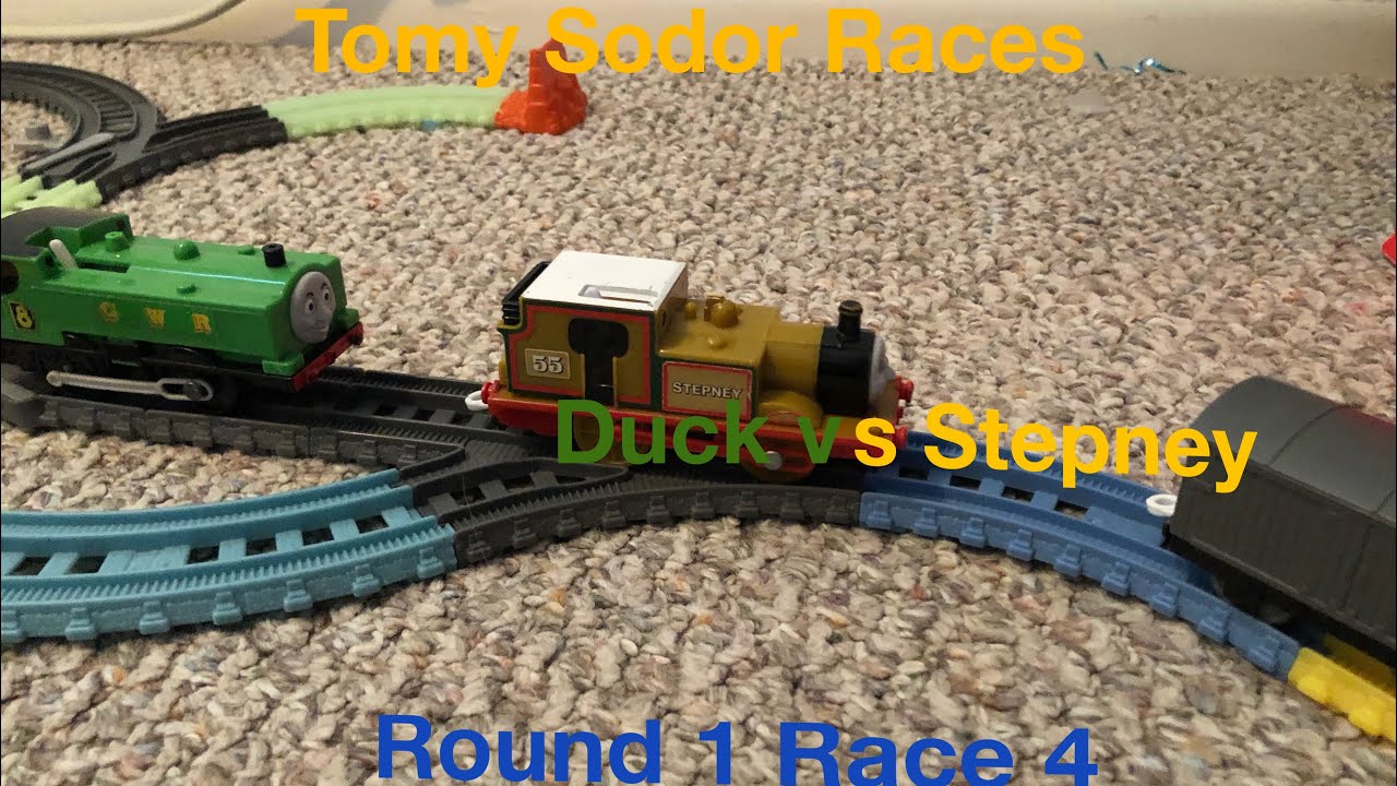 Tomy Sodor Races Stepney vs Duck - YouTube