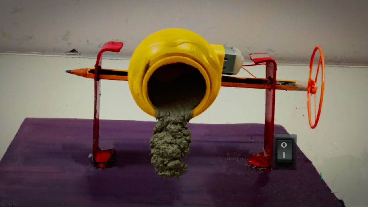 DIY Mini Cement Mixer! Ice Cream Tub & Gear Motor Magic | DIY mini ...