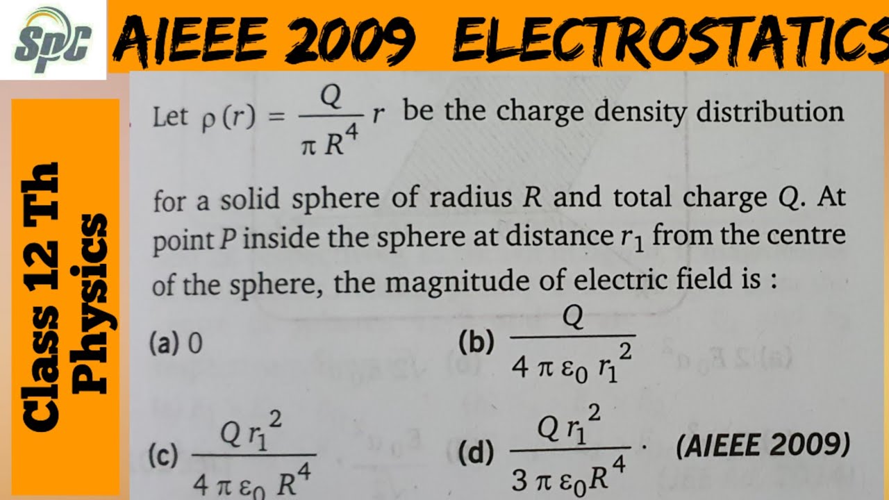 Let p(r) = Q r / pi R^4 be the charge density distribution for a solid ...