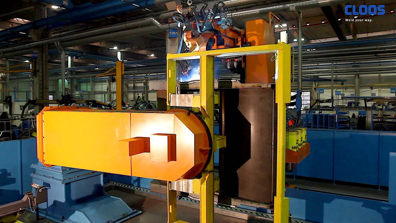 CLOOS - QIROX Robot system for waste container welding - YouTube