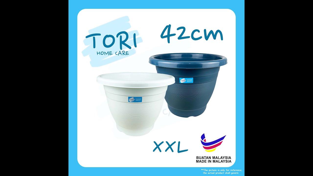 TORI HOME 42cm Big Flower Pot XXL | Large Flower Pot White , Blue ...