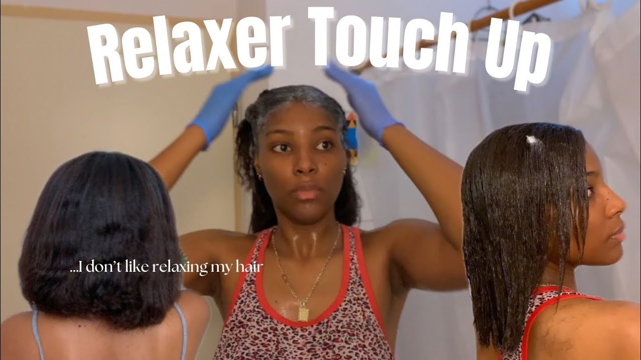 At home 3 months Post Relaxer Touch Up + Length Check | Relaxed Hair ...