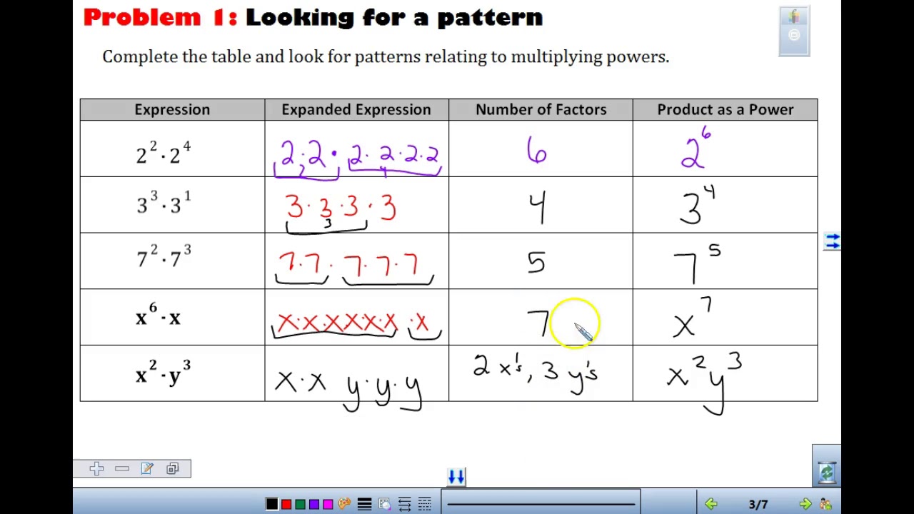 math8 C1 discover rules exponents 2017 - YouTube