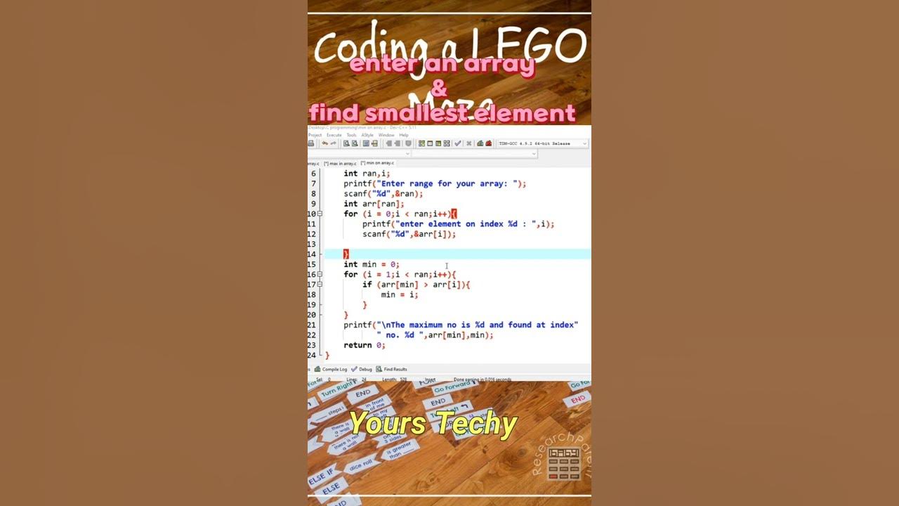 Taking Array Input And Find Smallest Element Array Operation Finding Minimum Element On The