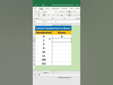 How to Convert Hexadecimal to Binary Number Use HEX2BIN Formula in Excel #excel #shortvideo # ...
