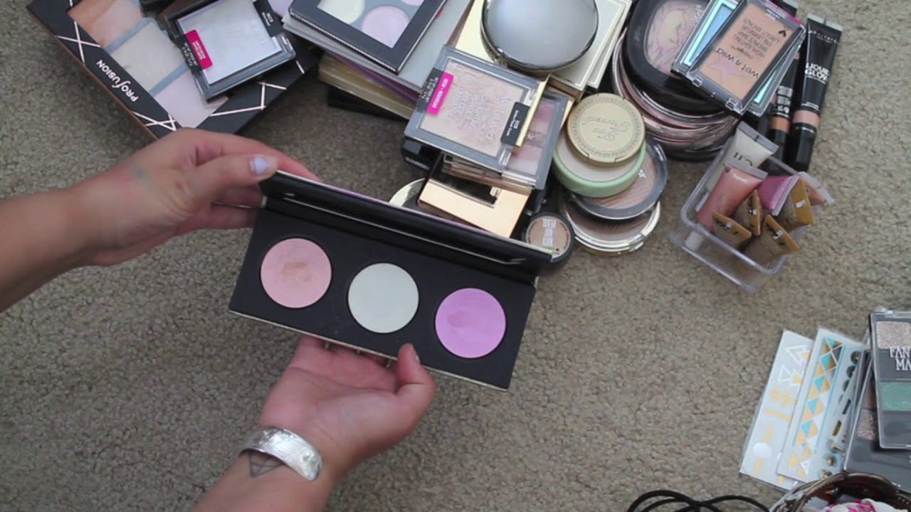 AM I INSANE?? So Many Highlighters | Makeup Collection Declutter - YouTube