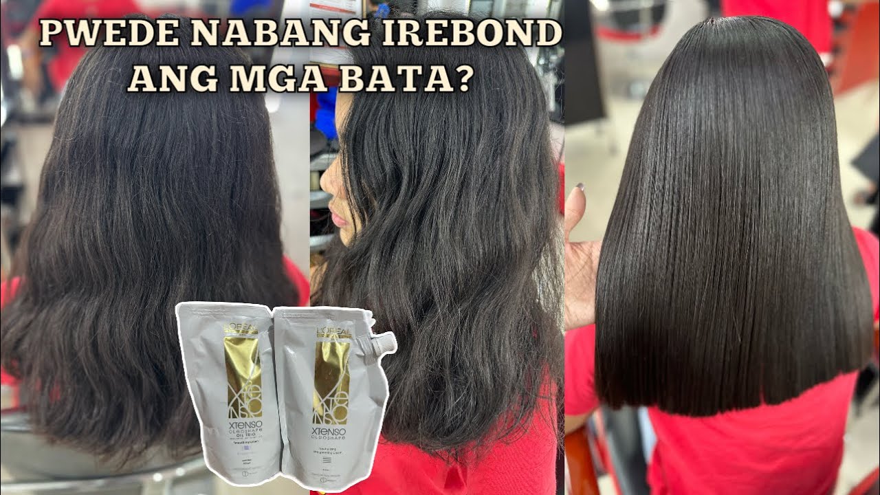 10 YEARS OLD HAIR REBOND using LOREAL EXTENSO PRODUCT (step by step ...