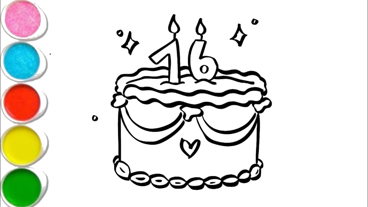 beautiful cake drawing | how to draw a cake for kids and toddler | cake ...