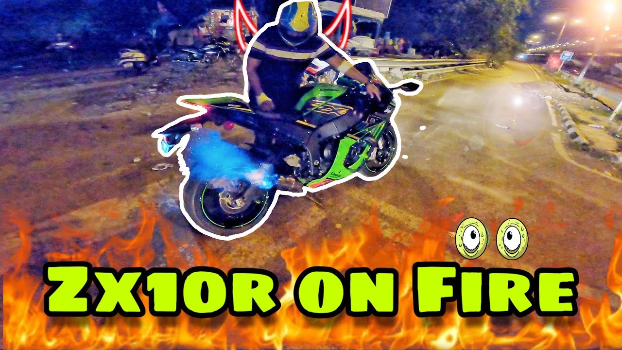 Bike on Fire, Crazy Backfire and Group of Superbikes.. - YouTube
