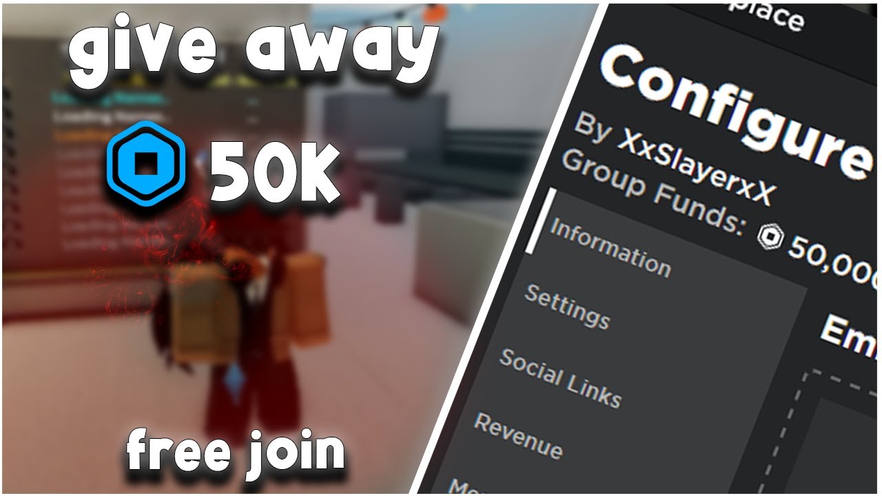 roblox giveaway on 50000 robux | join now before it finished - YouTube
