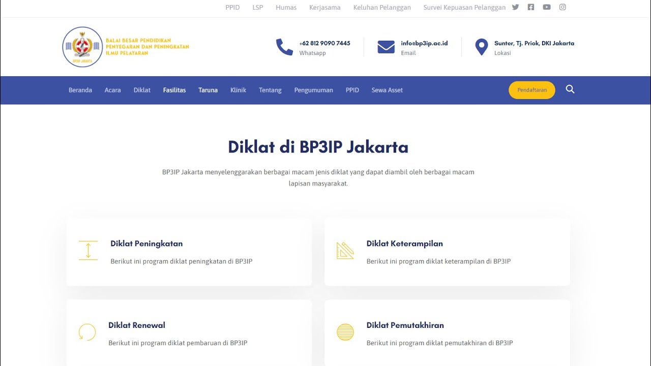CARA DAFTAR DIKLAT KETRAMPILAN PELAUT DI WEB KAMPUS BP3IP JAKARTA 2024 - YouTube