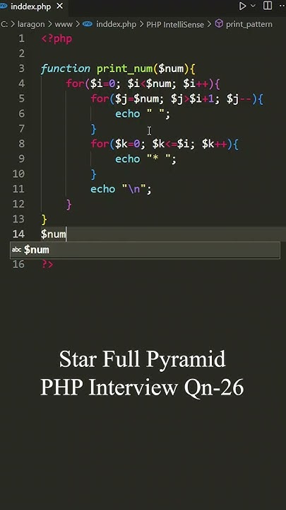 Star Full Pyramid PHP Partten by PHP Interview Qn 2023 - YouTube