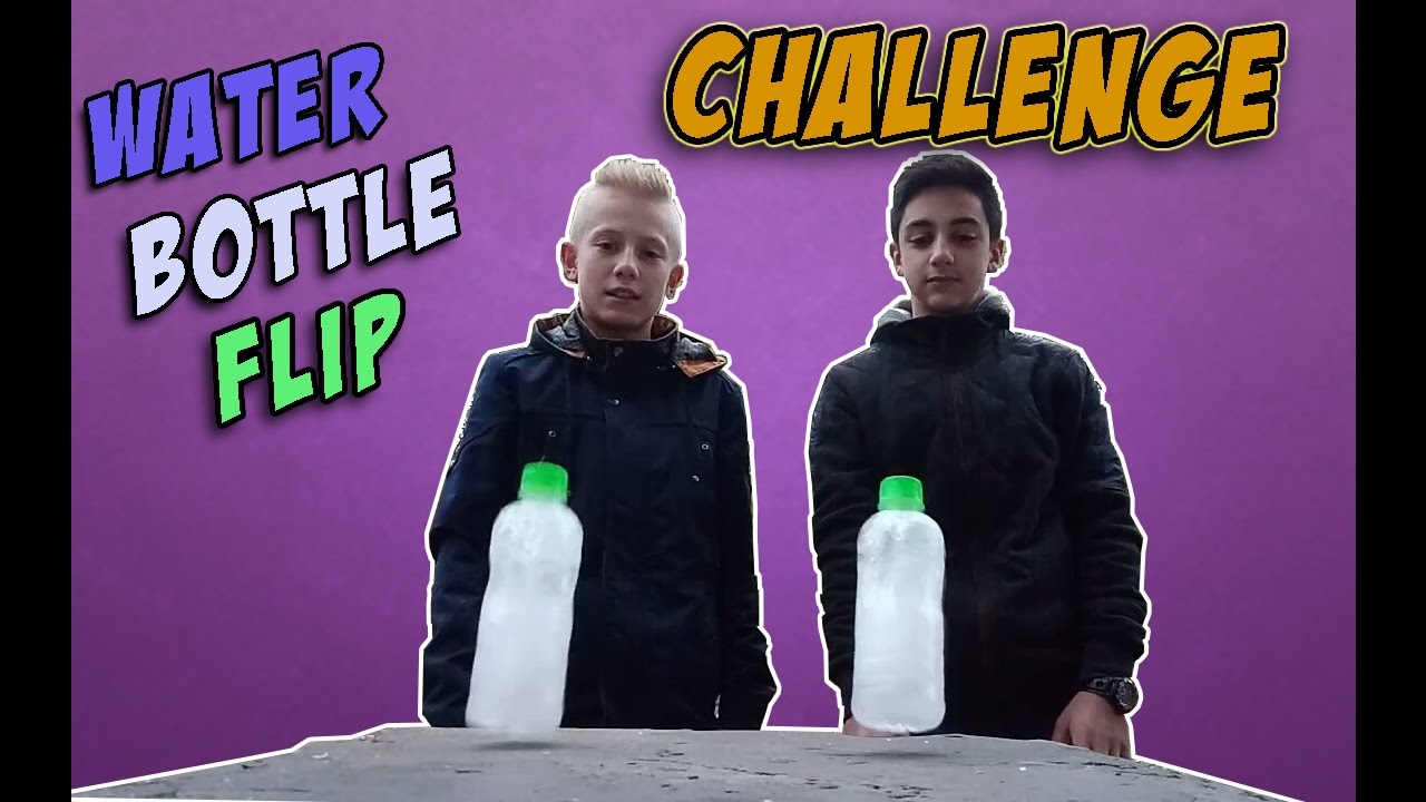 WATER BOTTLE FLIP CHALLENGE \ Наш первый CHALLENGE!!! - YouTube
