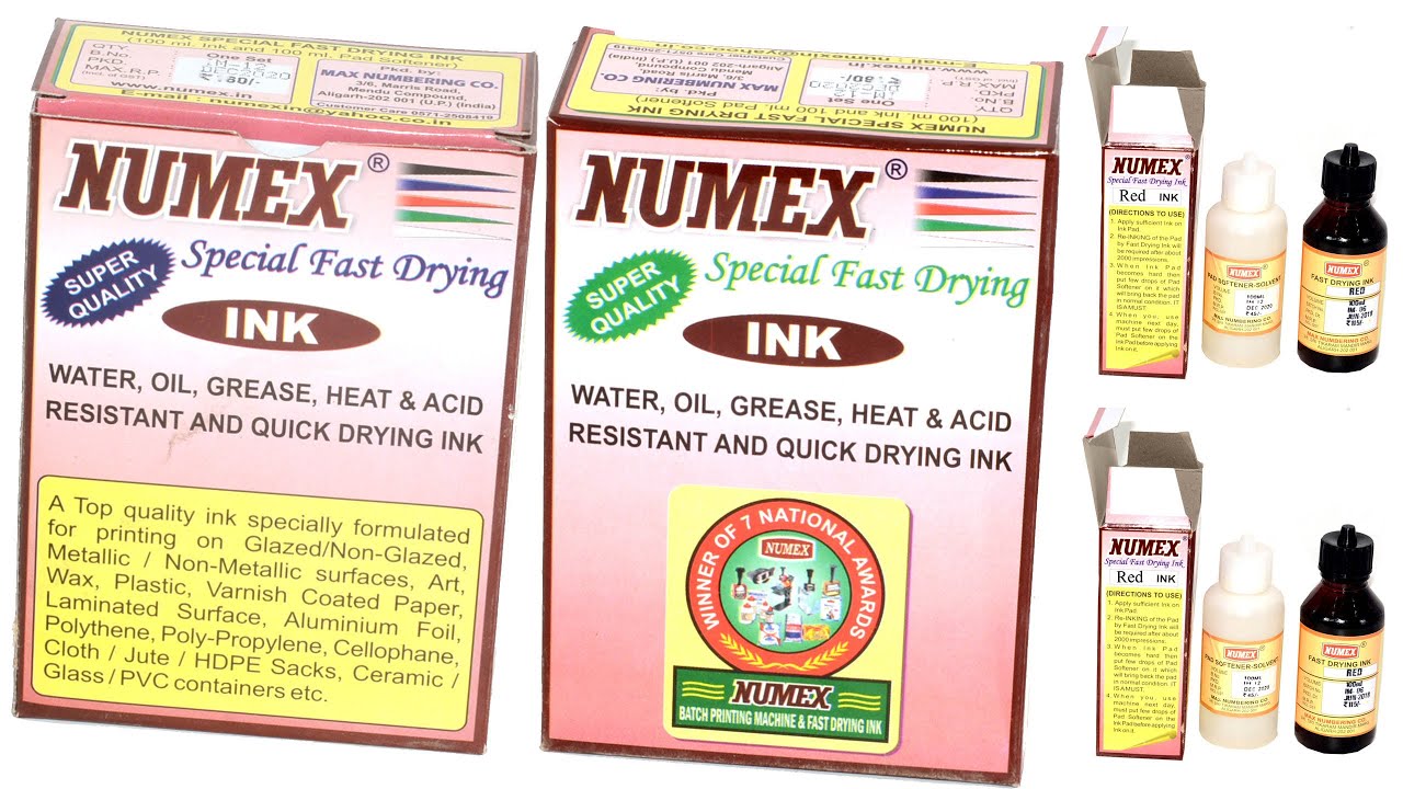 Numex Red Ink Fast Drying Numbering Machine Ink, water, oil, grease ...