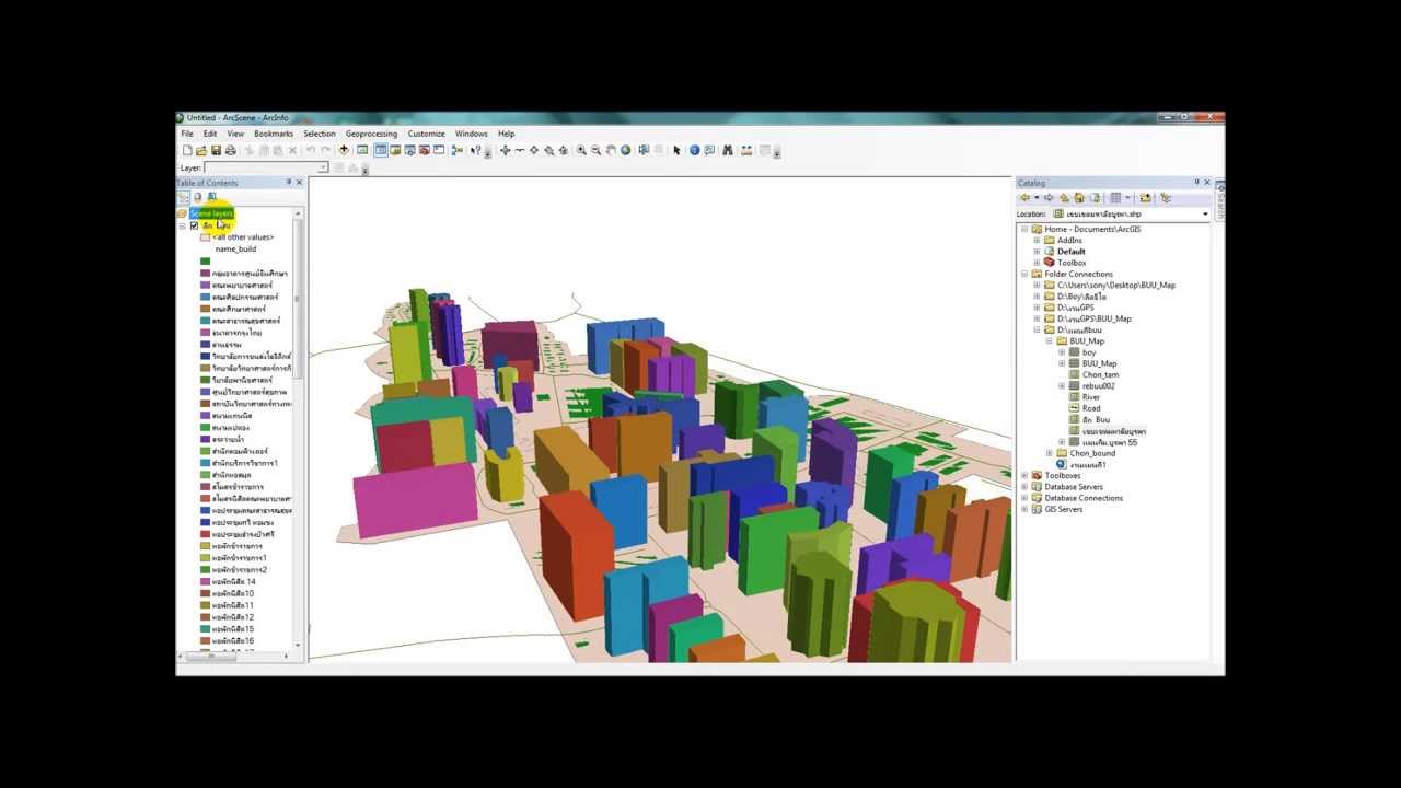 การทำ 3D โดย Arcscene 10 - YouTube