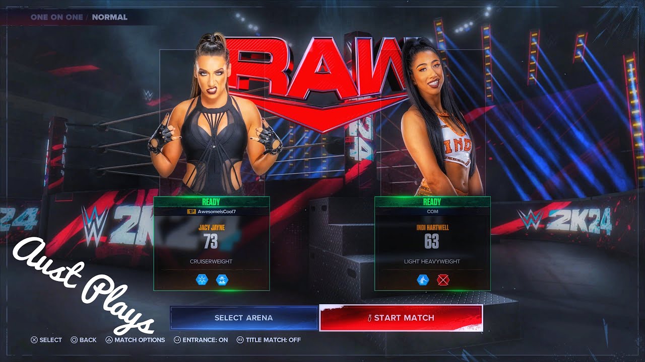 AUST PLAYS WWE 2K24 JACY JANE VS INDI HARTWELL - YouTube