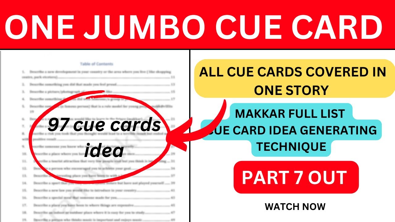 JUMBO CUE CARD of 2024 MAY TO AUGUST CUE CARDS 2024 IELTS ONESTOP | 97 ...