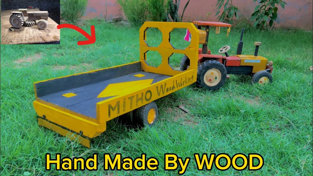 Mini Tractor With Troli || Hand made by Wood - YouTube