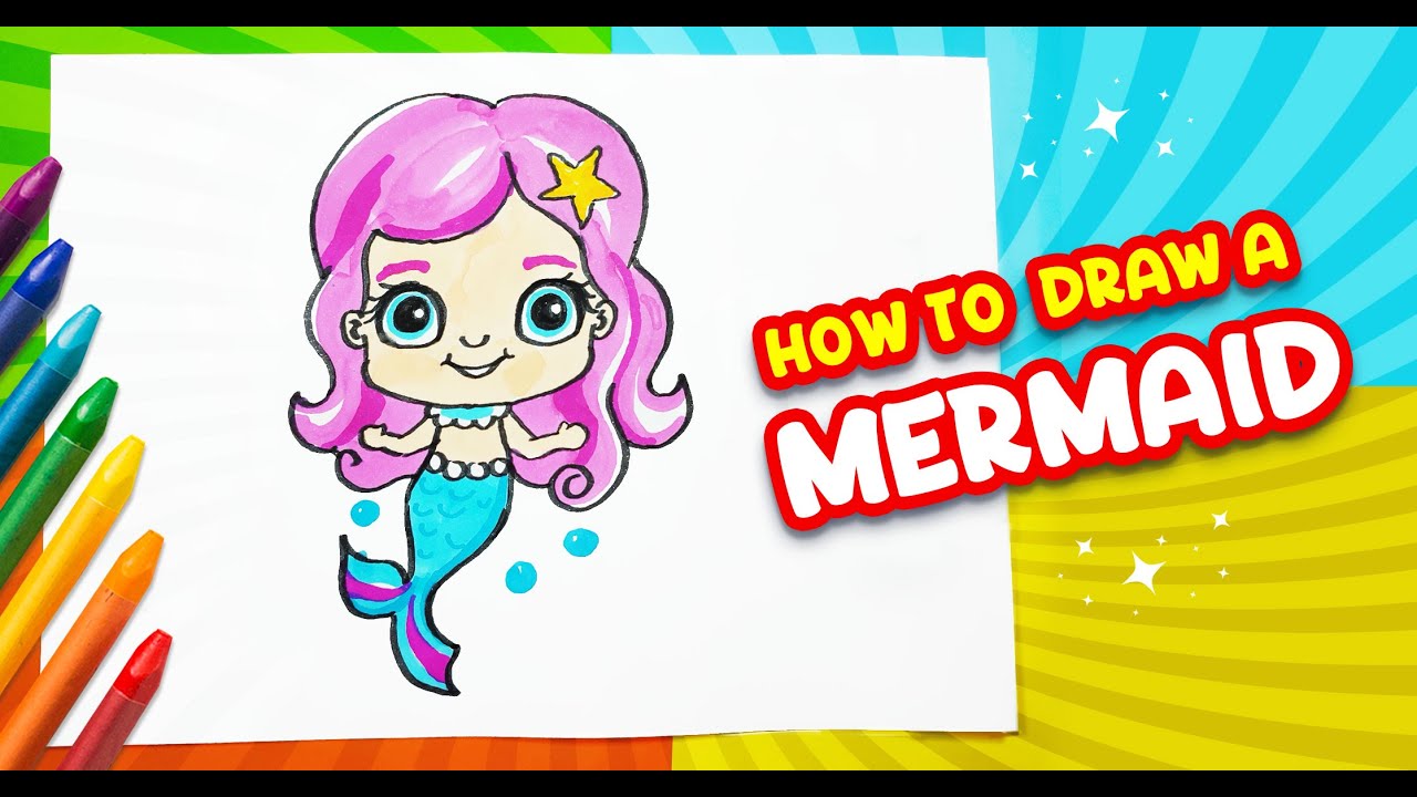 How To Draw Cute Mermaid Girl-Draw Easy - YouTube