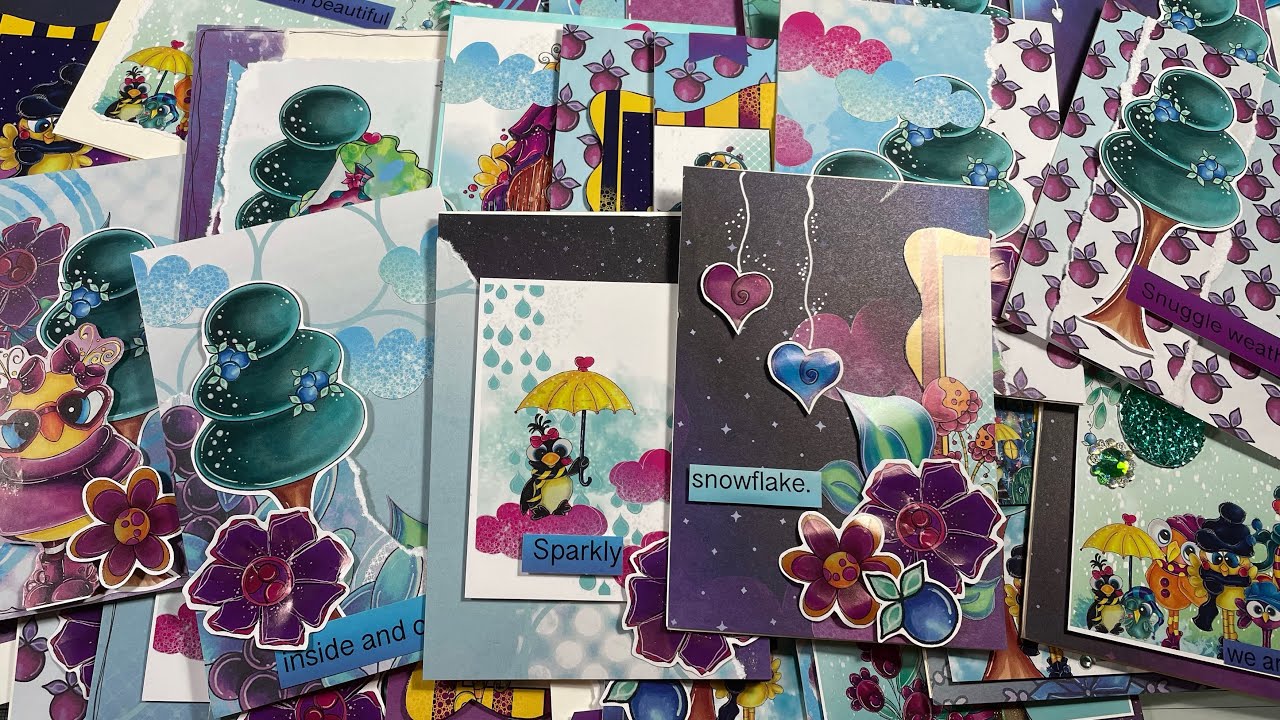 How Many Cards Can We Make Using the winter birds collection - YouTube