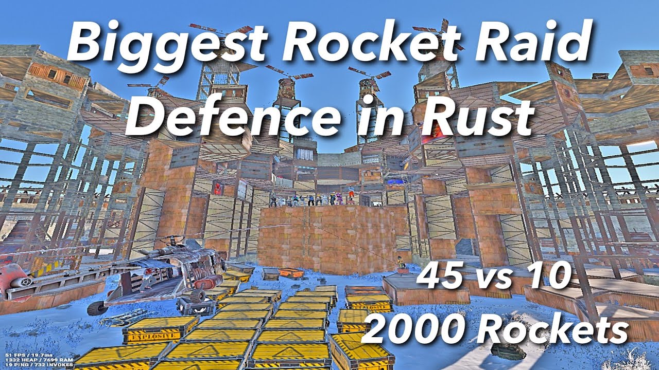 THE BIGGEST RAID DEFENSE IN RUST HISTORY | 45V10 | 2000 ROCKETS #ATM ...
