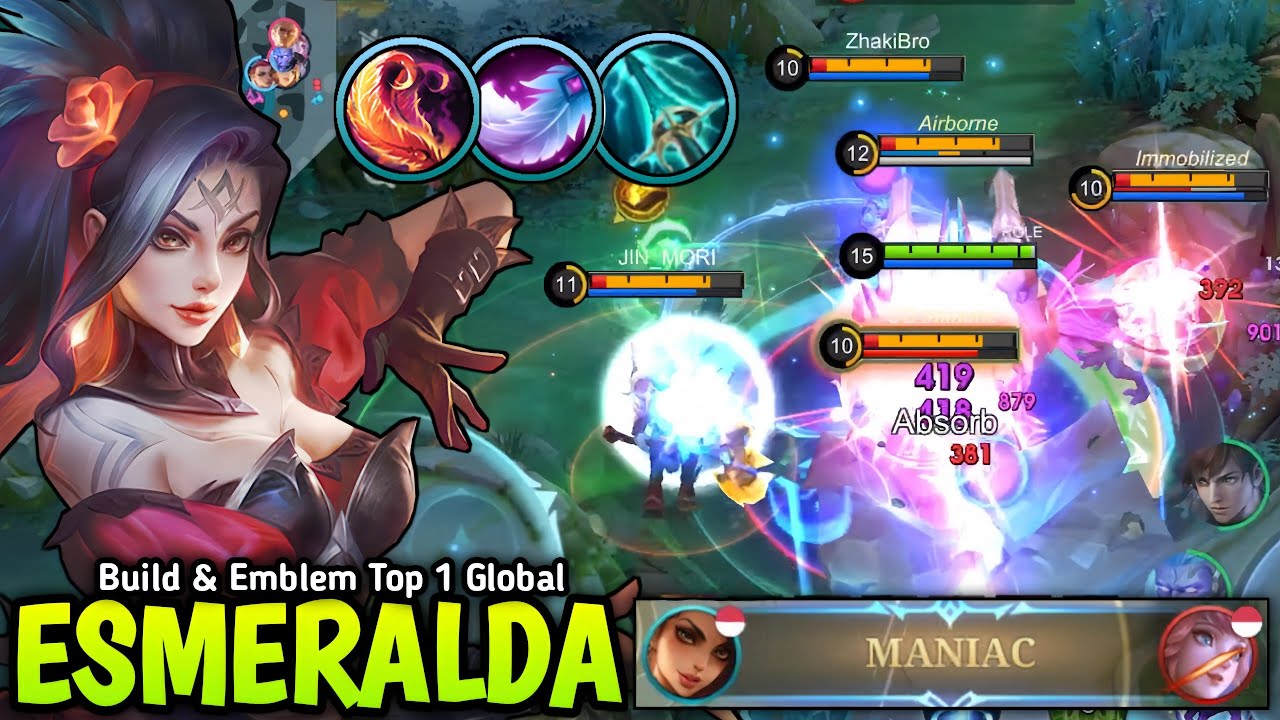 ESMERALDA NEW BUFF WITH BEST BUILD & EMBLEM FOR JUNGLER WTF DAMAGE 😱 ...