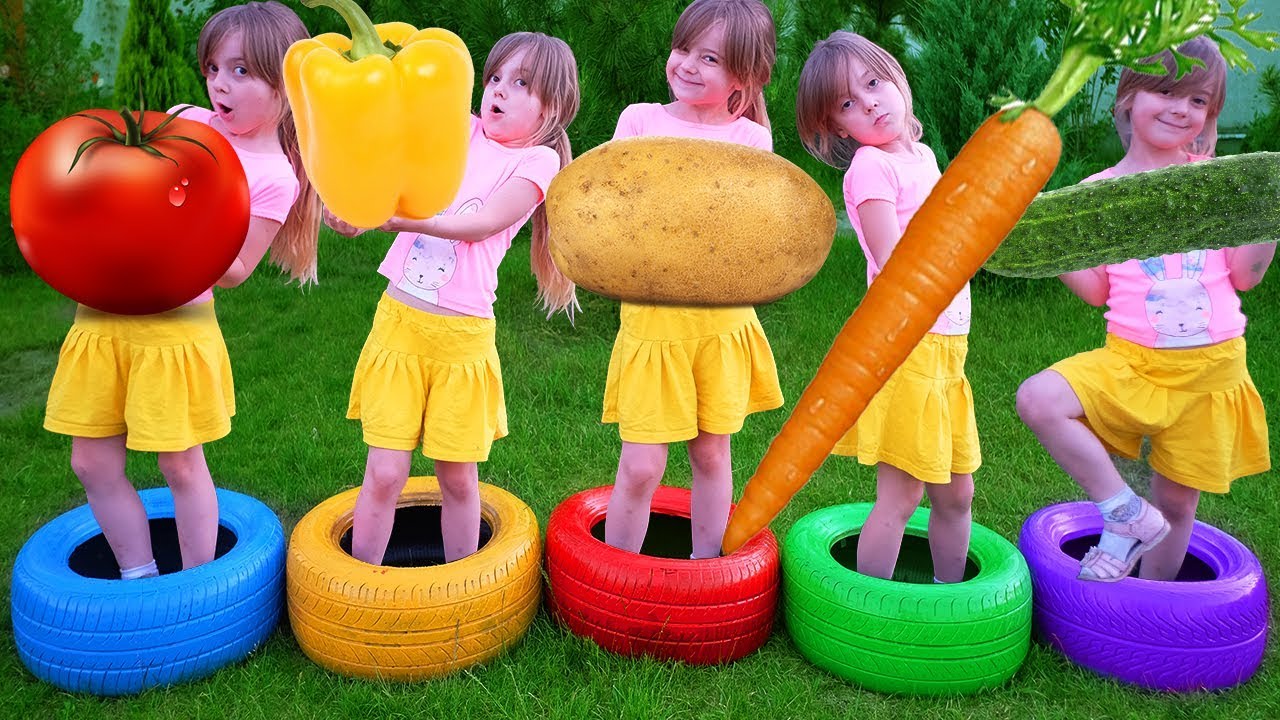 Learn Vegetables with Five Little Girl - YouTube