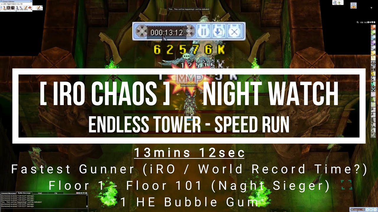 [iRO Chaos] Night Watch - Endless Tower [13mins] Floor 1-101 – Fastest ...