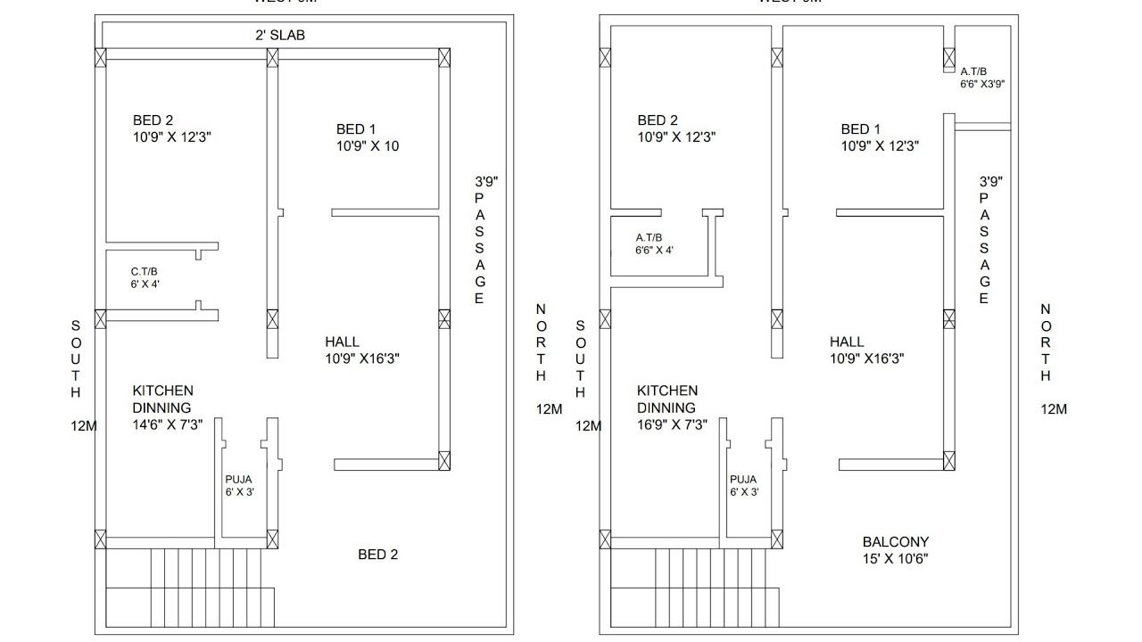 26 × 40 east face two bedroom plan with column details - YouTube