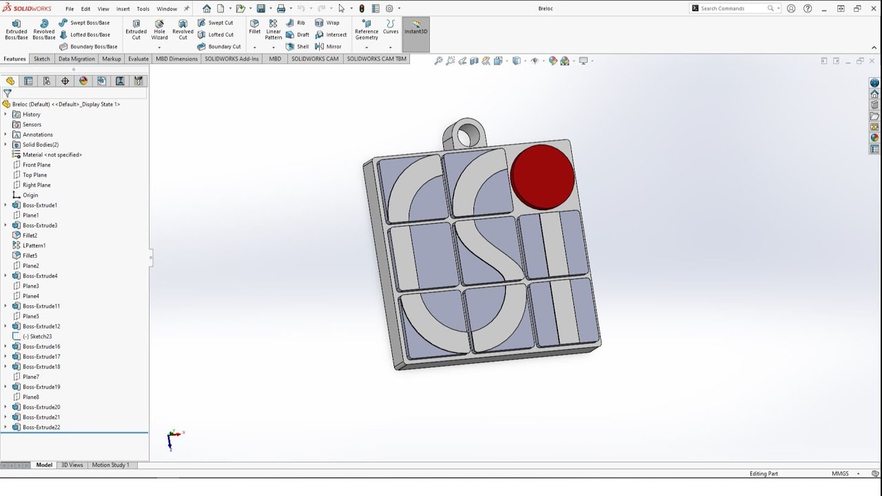 3D Keychain logo - SolidWorks/BambuLab - YouTube