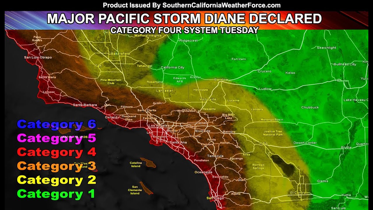 Major Pacific Storm Diane - Category Four - YouTube