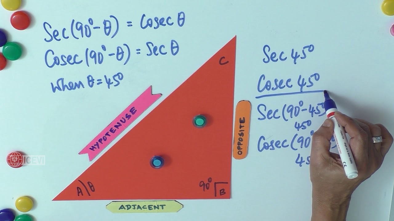 Sec (90 - Ө) and Cosec (90 - Ө) when Ө is 45 degrees - YouTube